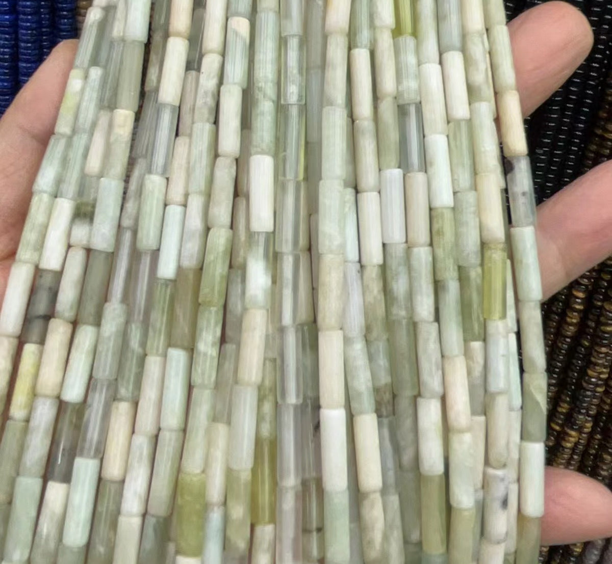 4x13mm Flower jade/Hua show jade round tubes cylinder beads – GemWholesales