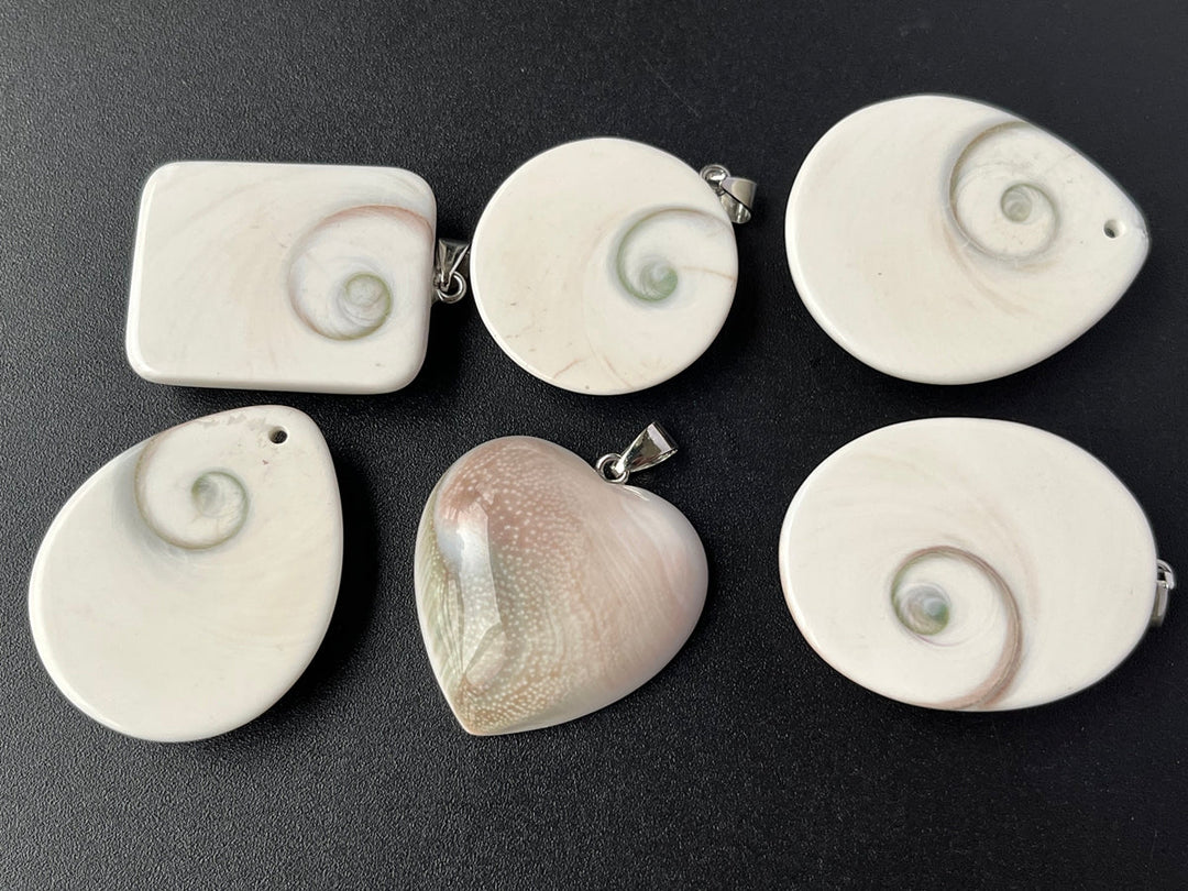 1PC 30~40mm Sun shell fossil rectangle pendant, solar spiral shell ...