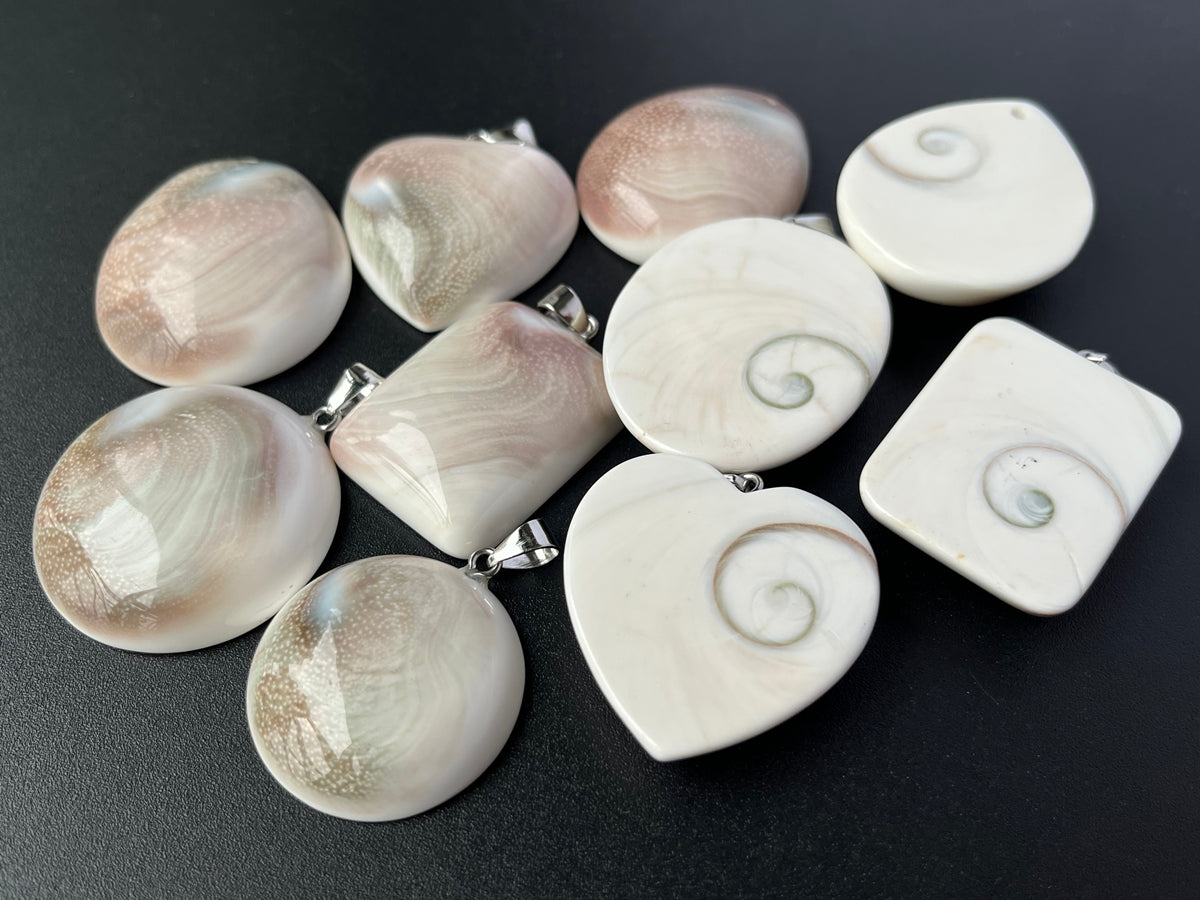 1PC 30~40mm Sun shell fossil rectangle pendant, solar spiral shell ...