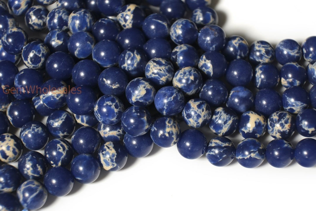 Dark Blue emperor jasper round beads 6mm/8mm/10mm – GemWholesales