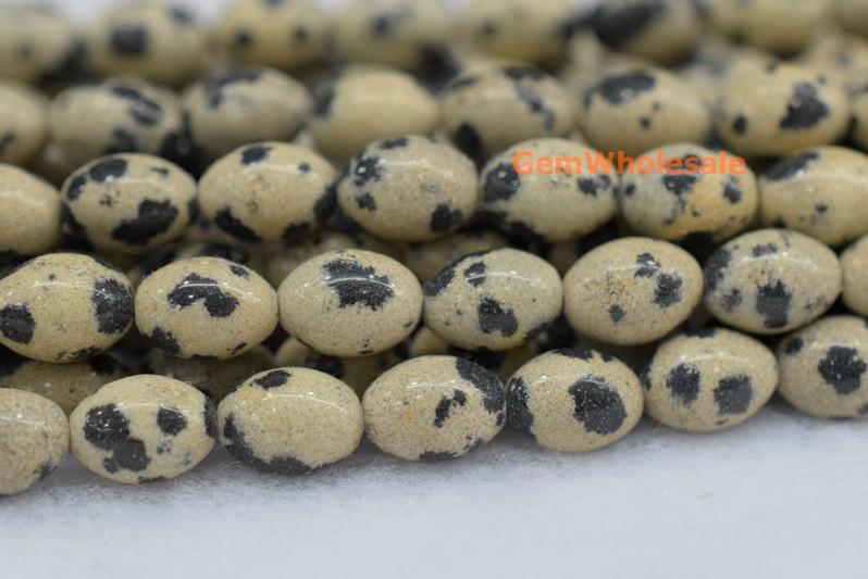 8x10mm Dalmation jasper rice beads, barrel/oliver beads – GemWholesales